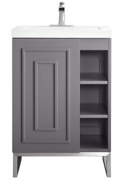 24 Inch Modern Grey Single Bathroom Vanity with Nickel Base | Unique ...