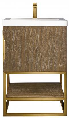 24 Inch Single Sink Oak Bathroom Vanity Gold Metal Legs | Unique Vanities