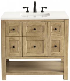 36 Inch Farmhouse Natural Oak Single Sink Bathroom Vanity | Unique Vanities