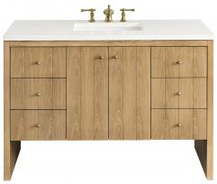 48 Inch Single Sink Bathroom Vanity Natural Oak White Quartz | Unique ...
